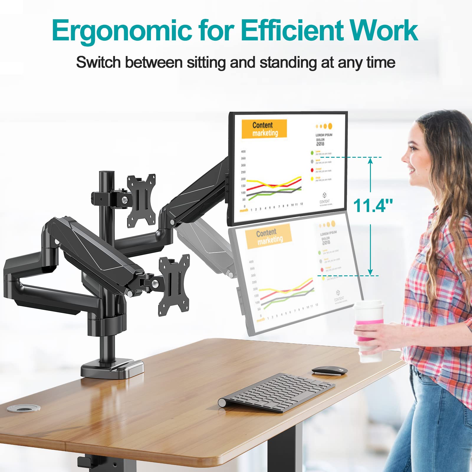 Mua MOUNT PRO Triple Monitor Mount, 3 Monitor Desk Arm fits Three Max ...