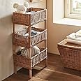Amazon.com: WKSPOO 3-Tier Rattan Storage Rack, Hand-Woven Storage Rack ...