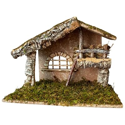 Buy Village Nativity Wooden Stable Creche for Christmas Nativity Set ...