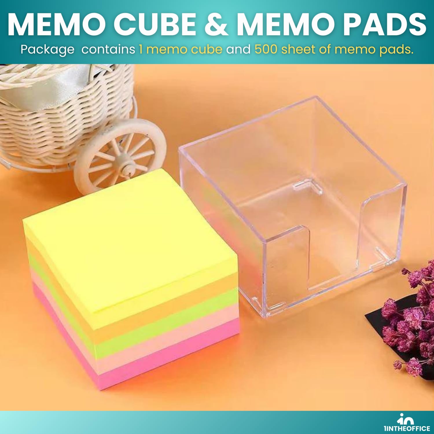 Mua 1InTheOffice Memo Cube, Assorted Colors Memo Pad 500 Sheets "2 Pack ...