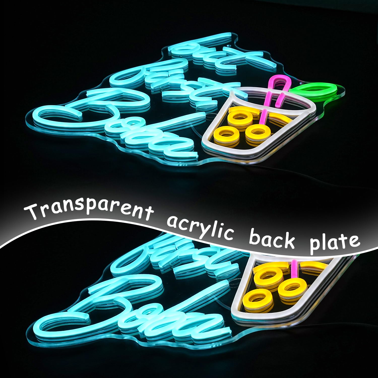 But First Boba Neon Sign Bubble Tea With Cup Neon Sign For Wall Decor ...