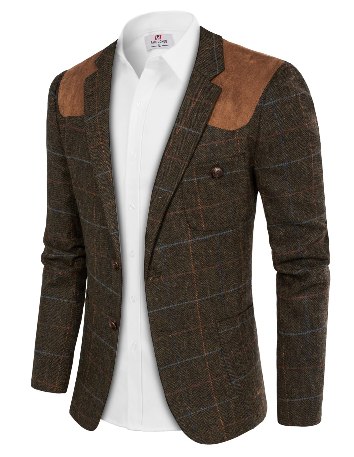 Men's British Blazer Herringbone Pattern with Contrast Patchwork ...