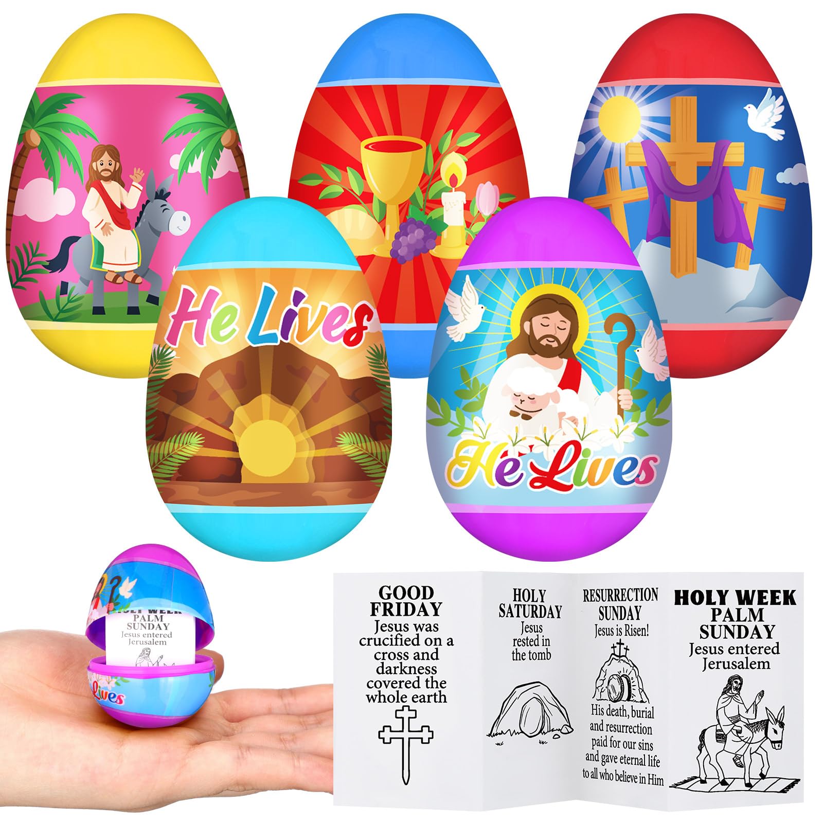 Poen 30 Sets Resurrection Easter Story Eggs Filled Easter Plastic Eggs ...