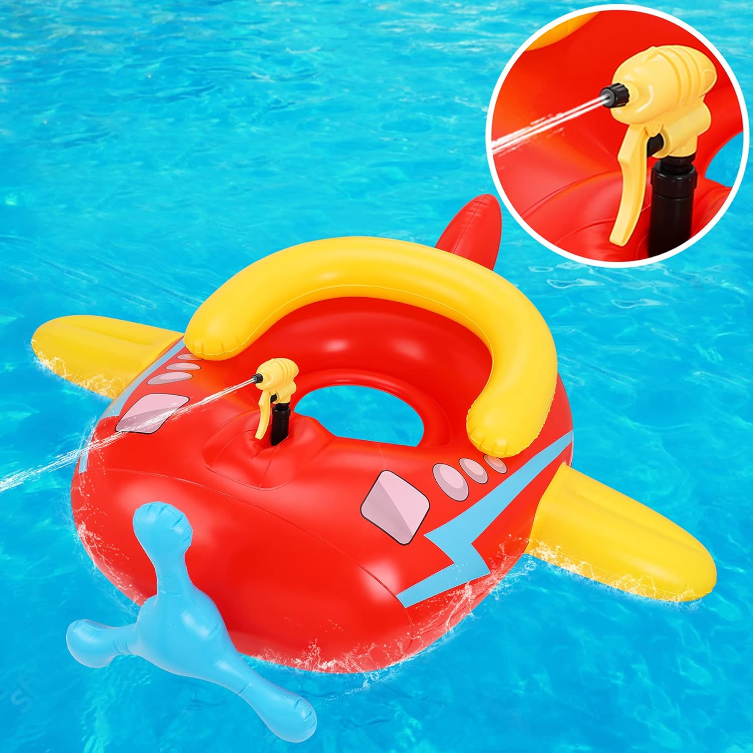 LETOMY Inflatable Pool Float, Plane Theme Swimming Pool Float with ...