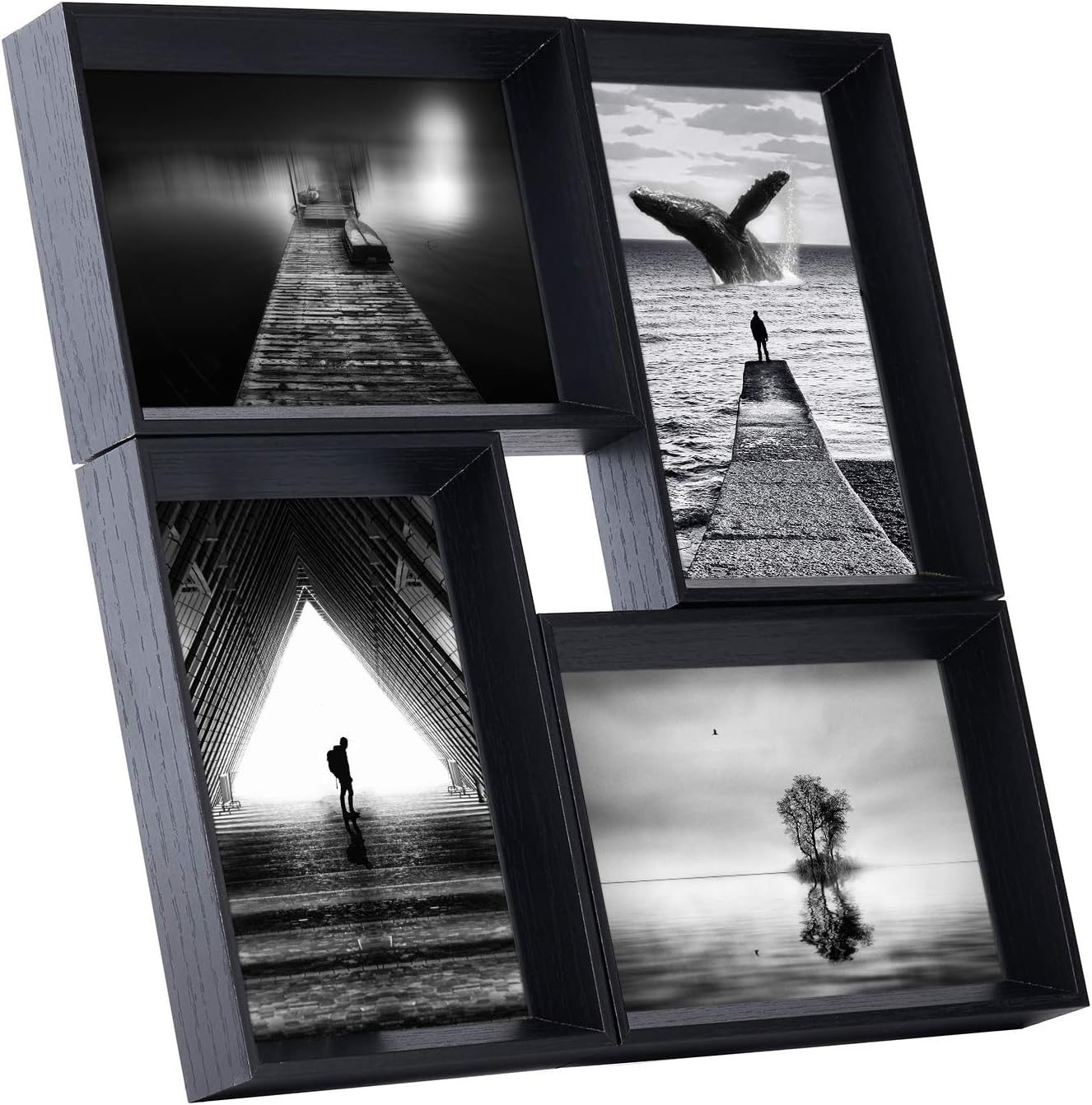 Makitesy Multi Photo Picture Frames for 4 (4”x6”) Photographs, Black ...