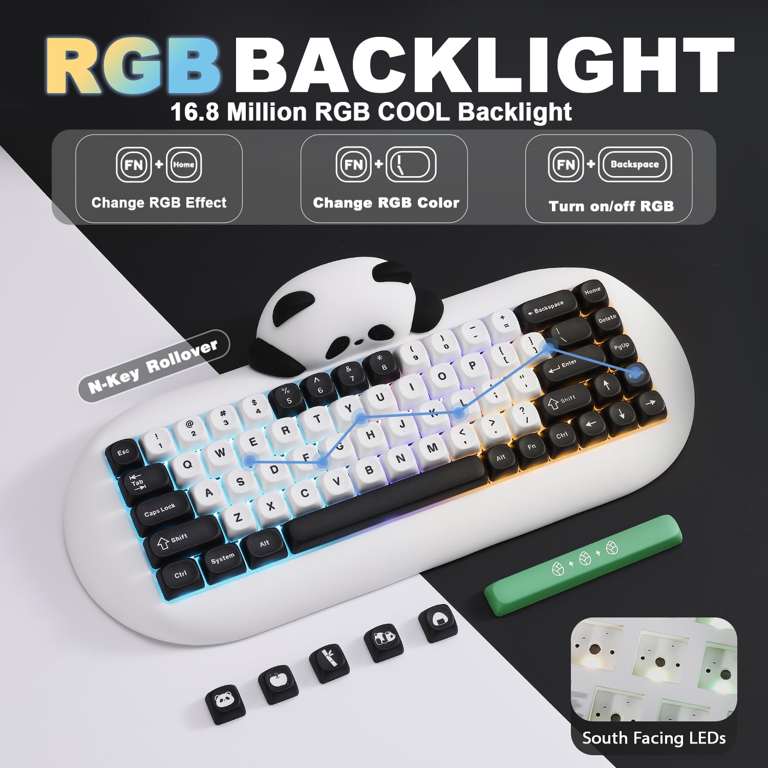 Mua C68 Panda Wireless Mechanical Gaming Keyboard, 68 Keys Cute ...