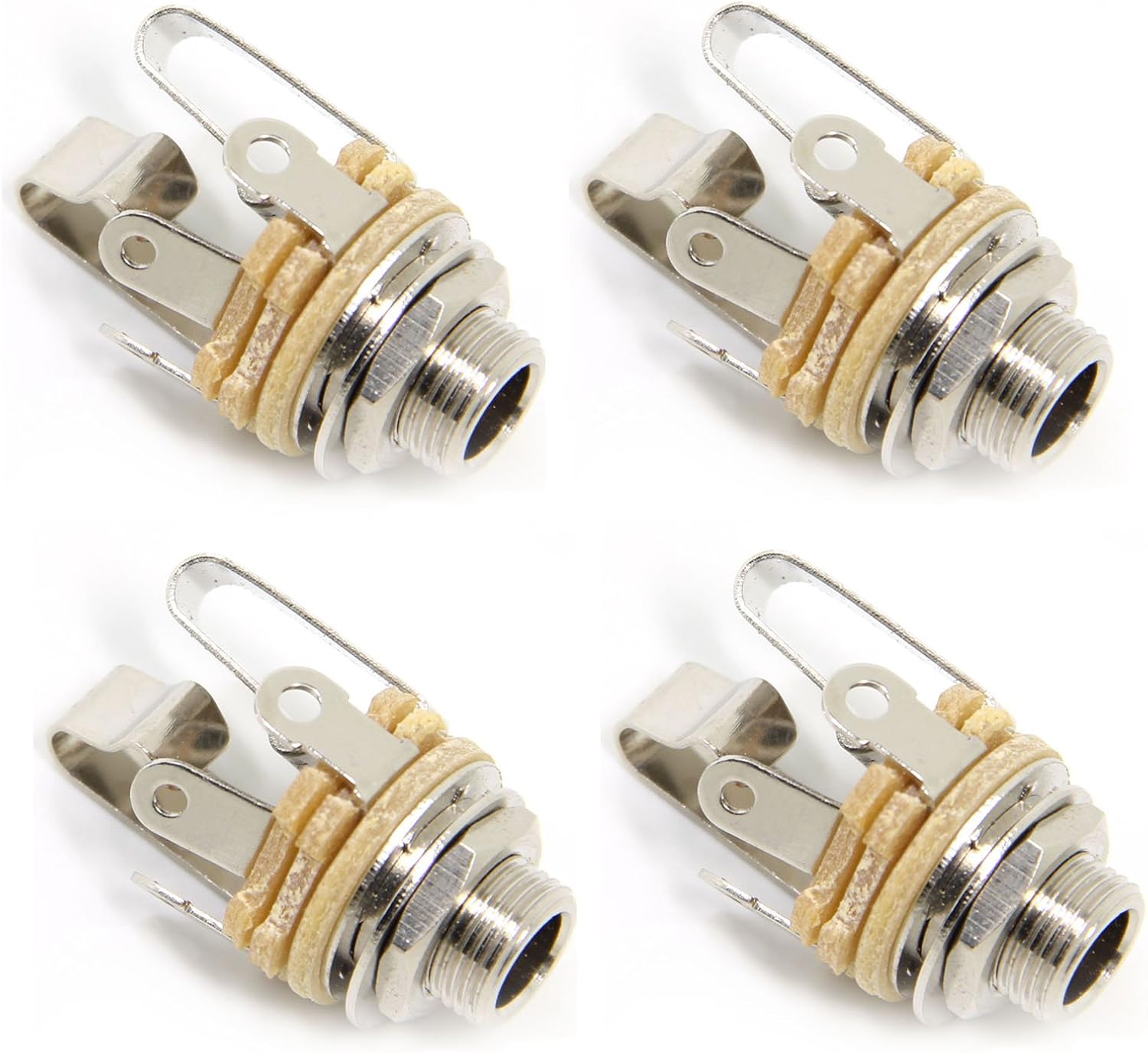 Ancable 4-Pack 1/4" Stereo Female Jack -6.35mm TRS Panel Mount Socket ...