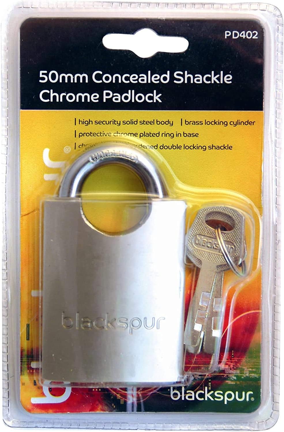 50mm Concealed Shackle Chrome Padlock With 3 Keys (Pack of 1) – BigaMart