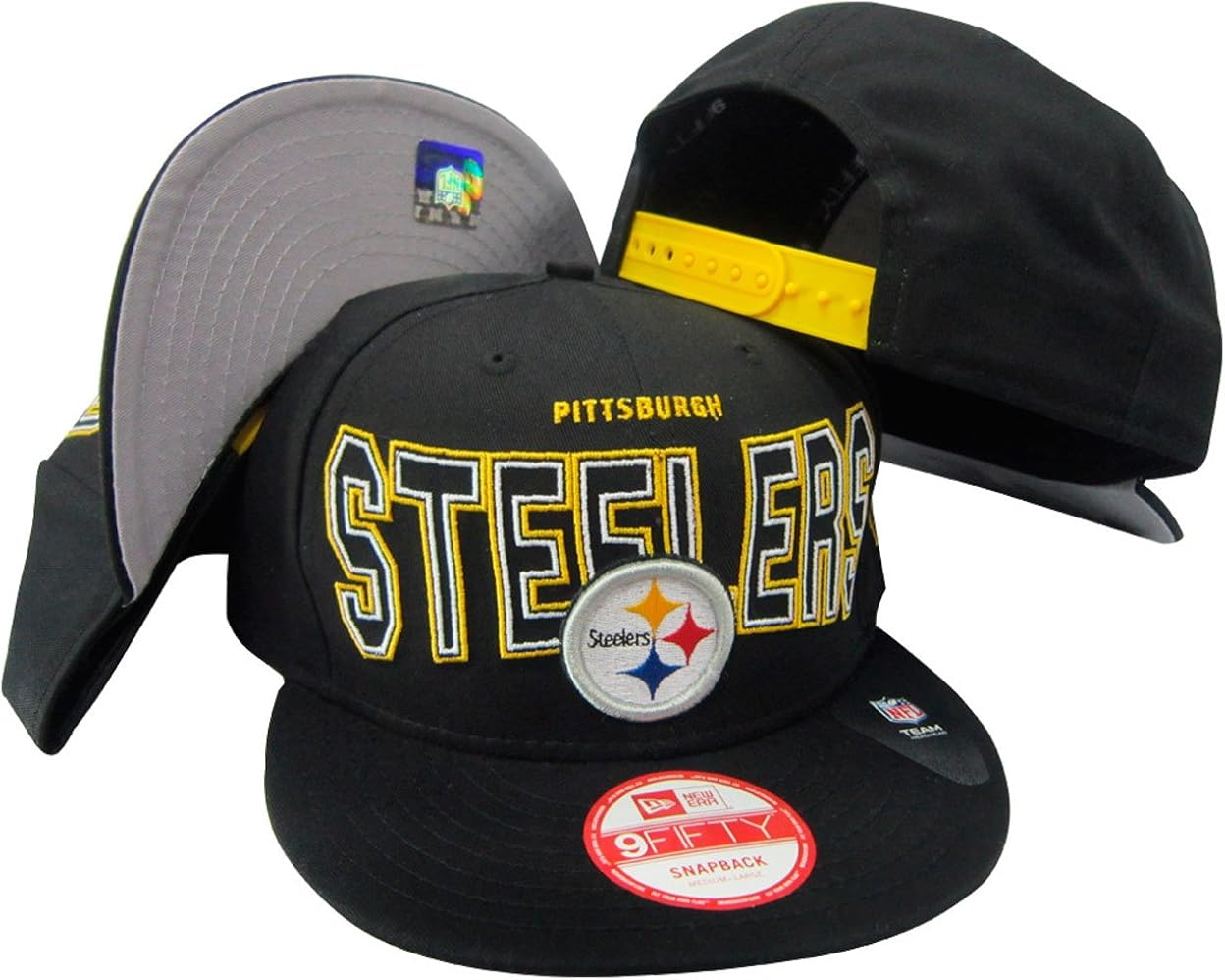 Amazon.com : Pittsburgh Steelers Outter Snap Black Adjustable Snapback ...