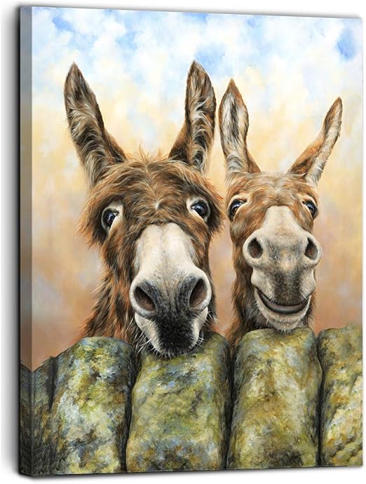 FELDFUNK Cute Donkey Canvas Wall Art Paintings Décor Modern Artwork ...