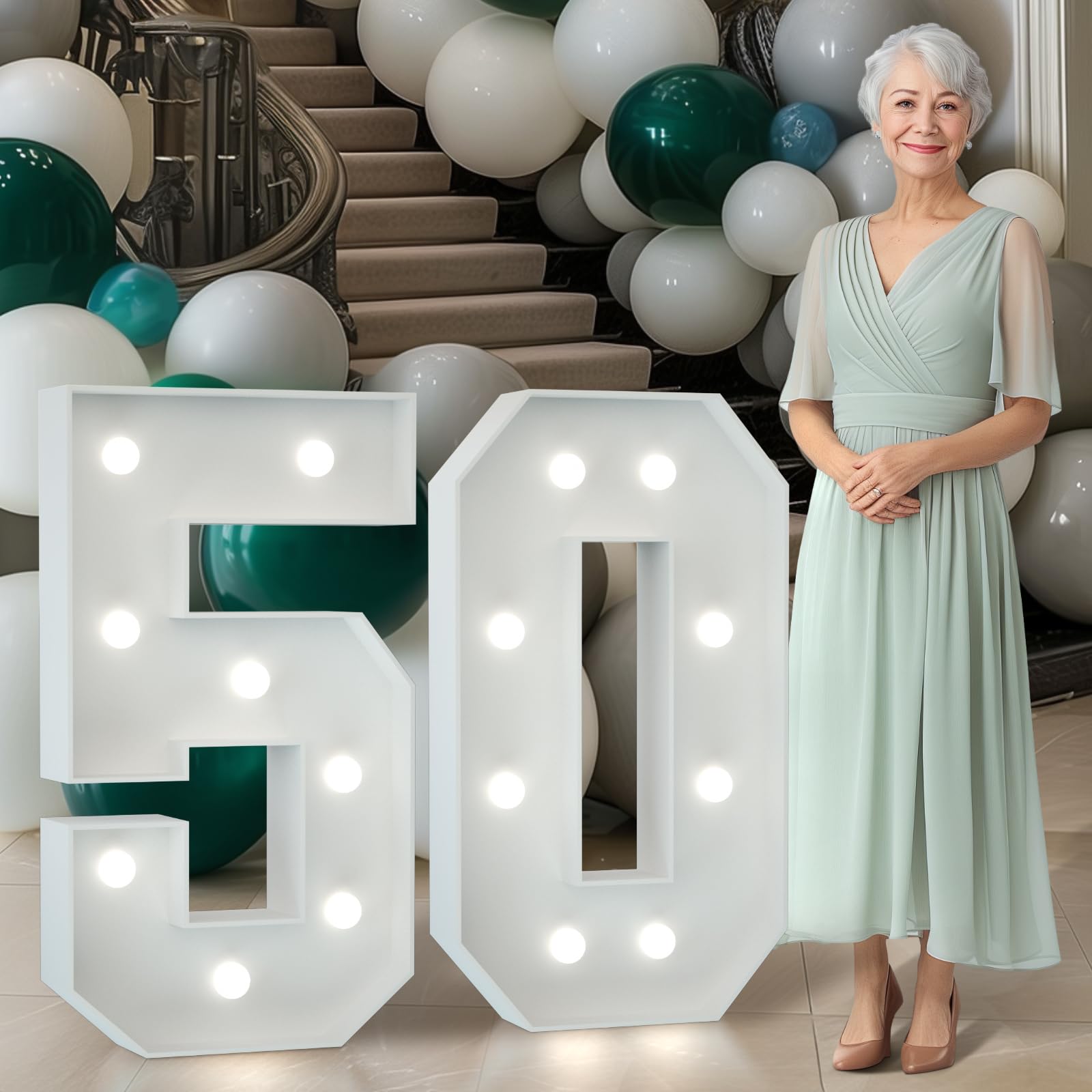 Imprsv Marquee Numbers 3 Feet Tall: Large 50th Birthday Decorations 3FT ...