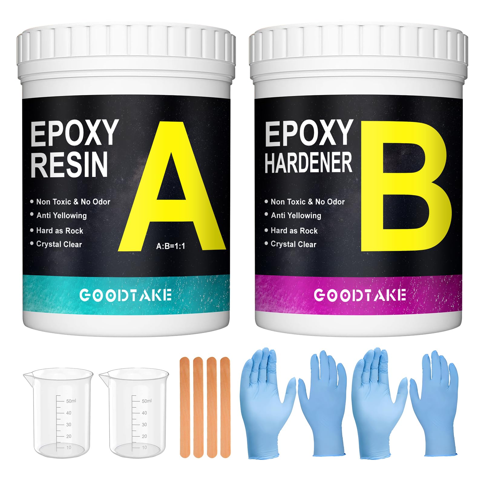 GOODTAKE Epoxy Resin, 24OZ Resin Kit, Epoxy Resin Crystal Clear-Not ...