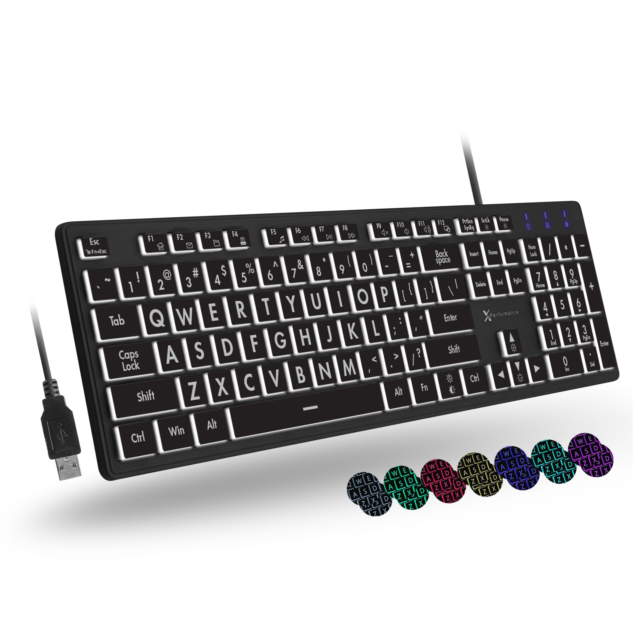 Mua X9 Large Print Backlit Keyboard | Wired Light Up Computer Keyboard ...