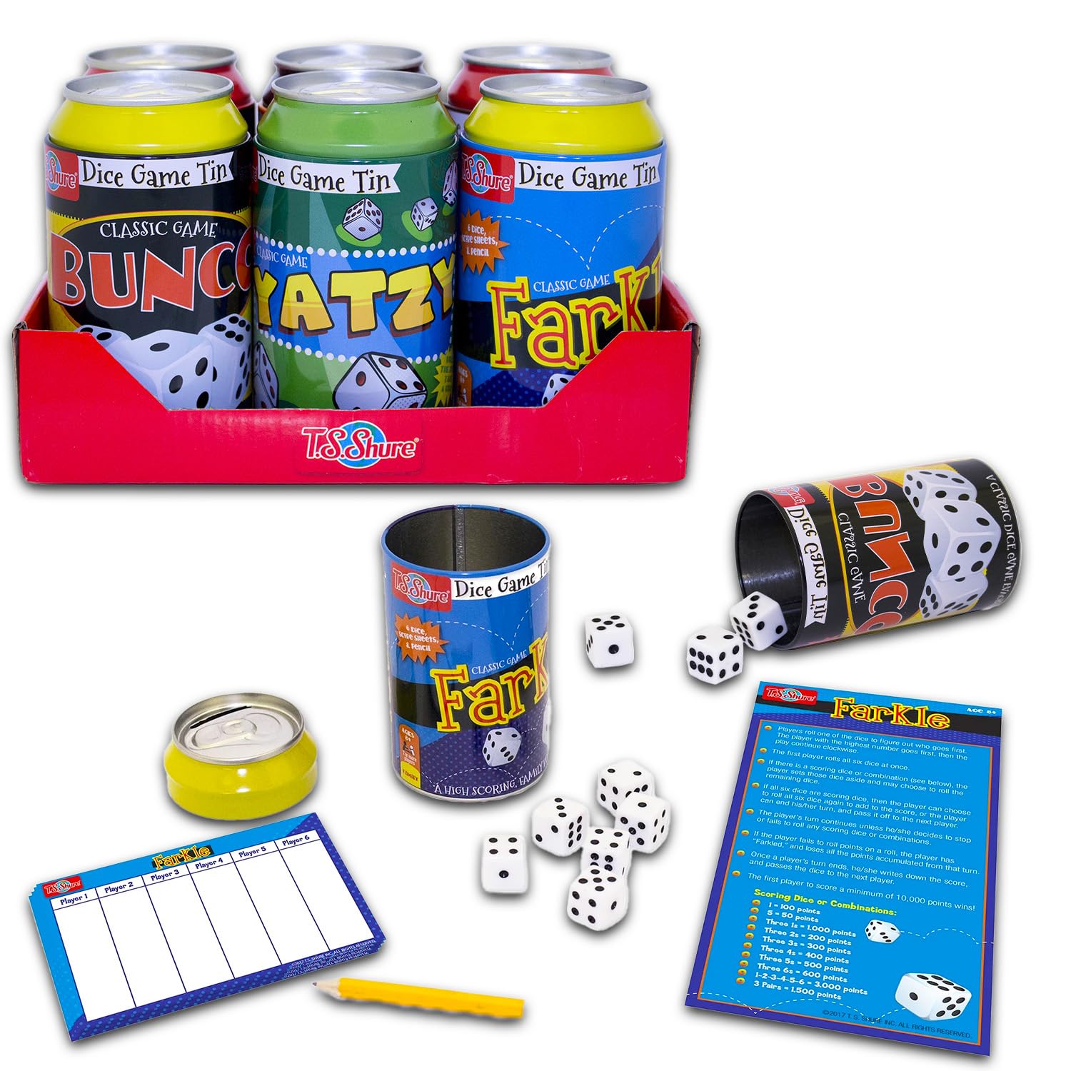 6 Pack Family Dice Games for Kids and Adults 4-8, 8-12 - Tin Can Travel ...