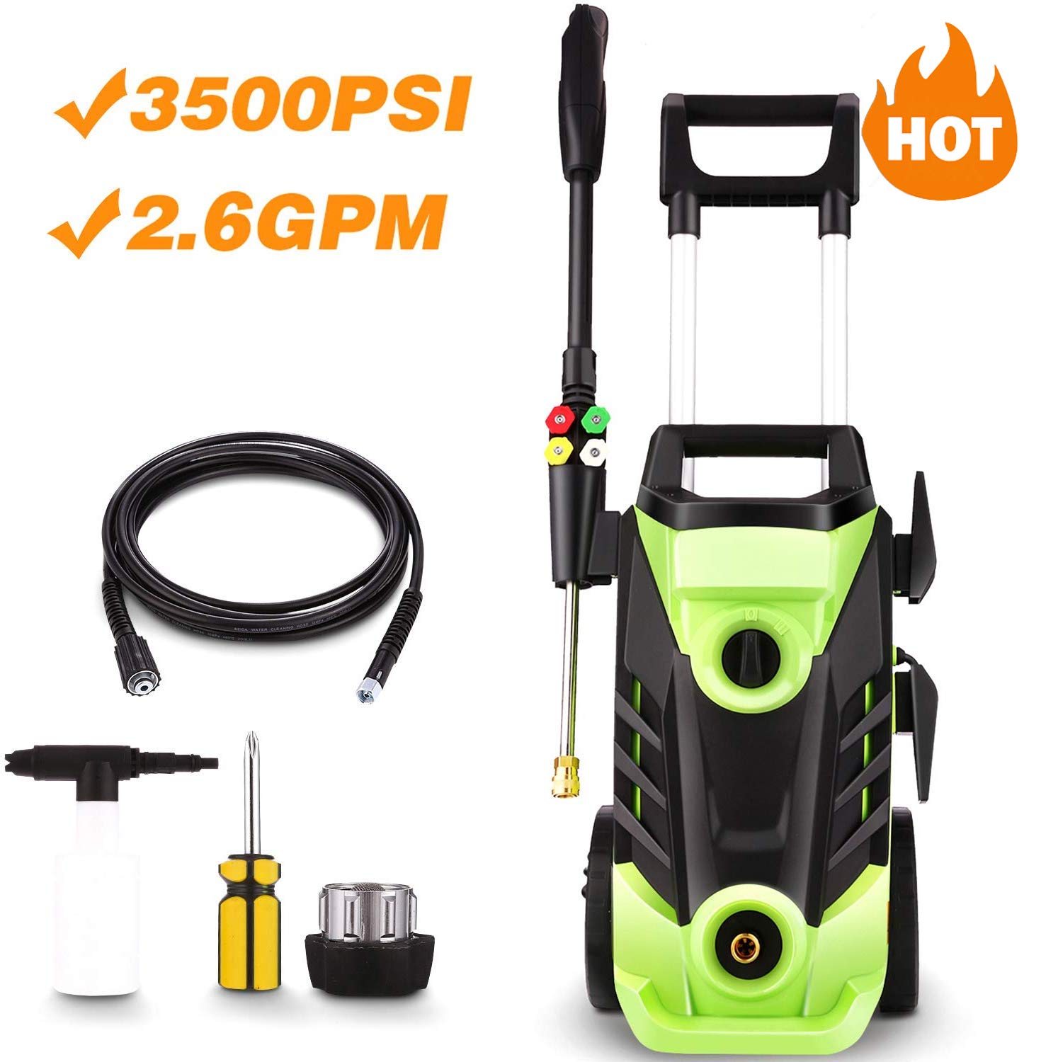 Buy Homdox 3500 PSI Electric Pressure Washer, 1800W Power Washer, 2 ...