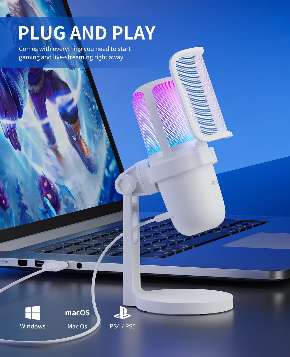 Mua Ko-Star USB Microphone for PC,White Mini Mic for PS4/ PS5/ Mac ...