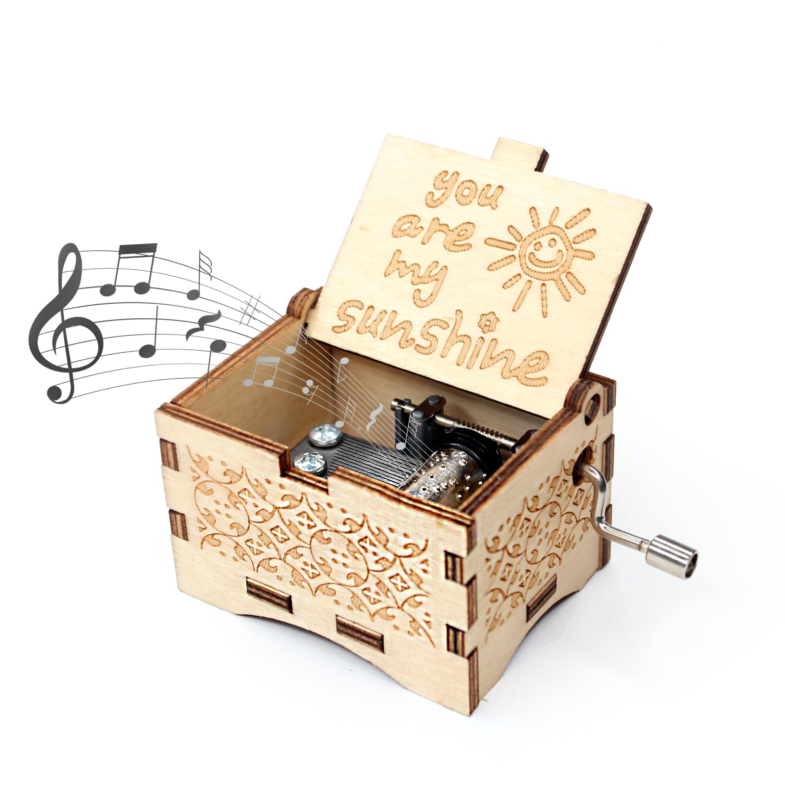 THRIFTYRACK You are My Sunshine Wood Music Box Engraved Vintage Hand ...