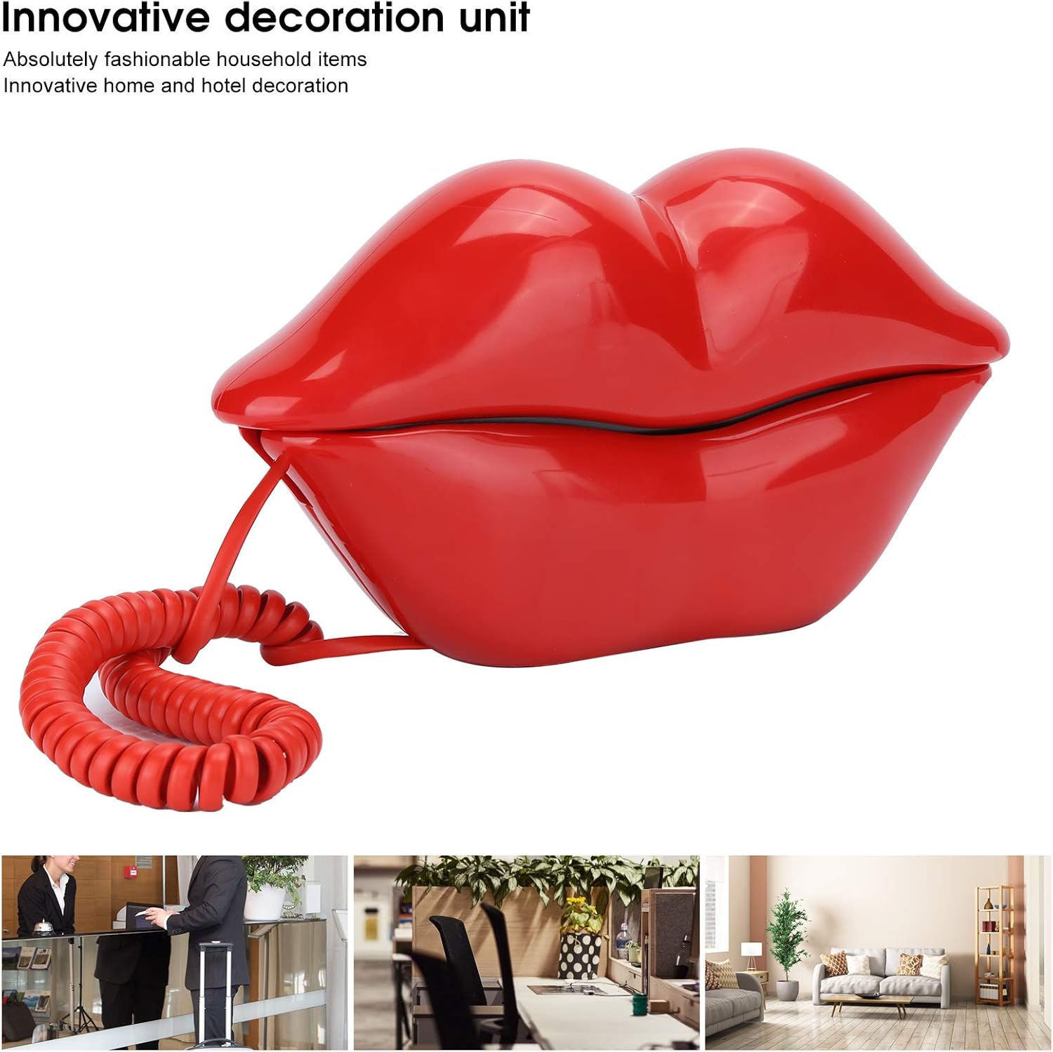Landline Telephone, Corded Telehone Fashionable Funny Lip Shape ...