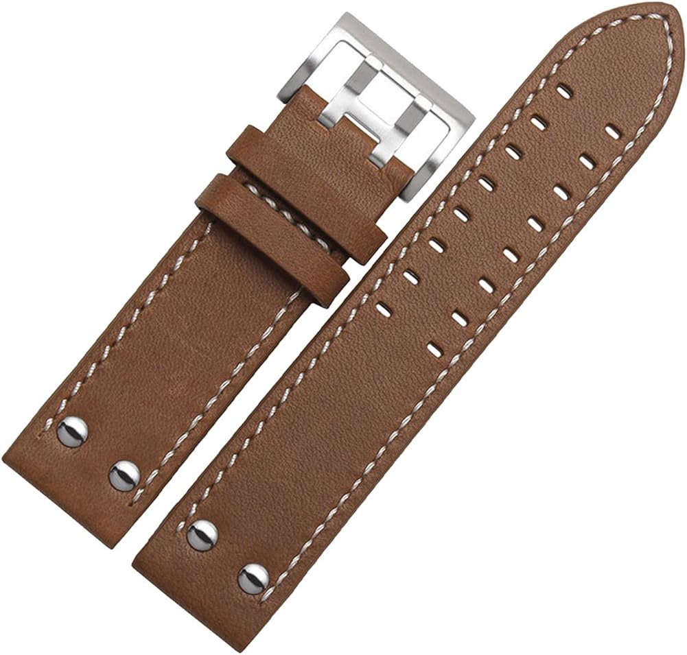 Amazon.com: MSTRE Unisex Leather Watch Band with Steel Buckle ...