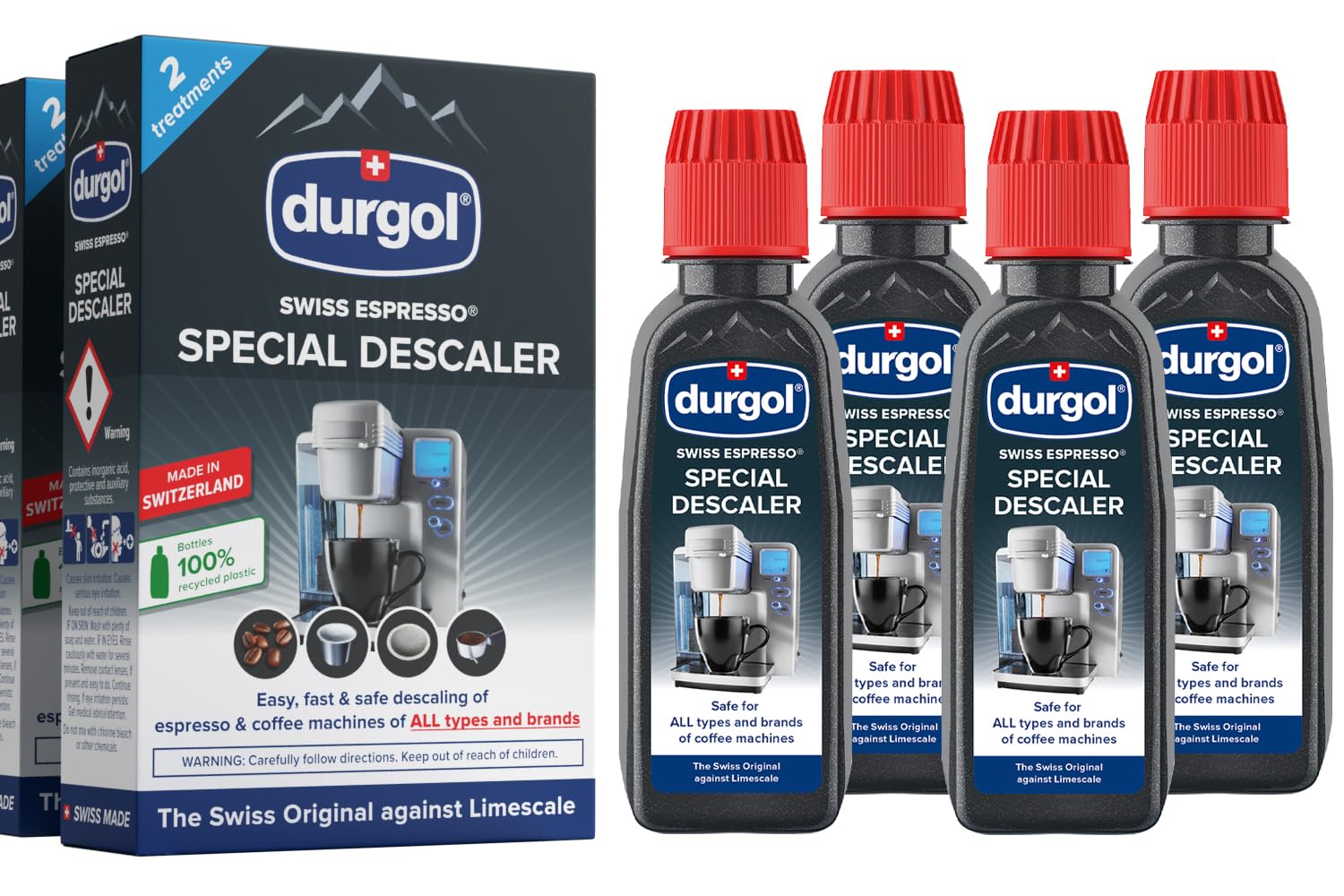 Durgol Swiss Espresso, Descaler and Decalcifier for All Brands of ...