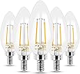 Ascher E12 LED Classic Candelabra Clear Light Bulb, 4W, Equivalent 40W, Warm White 2700K ...