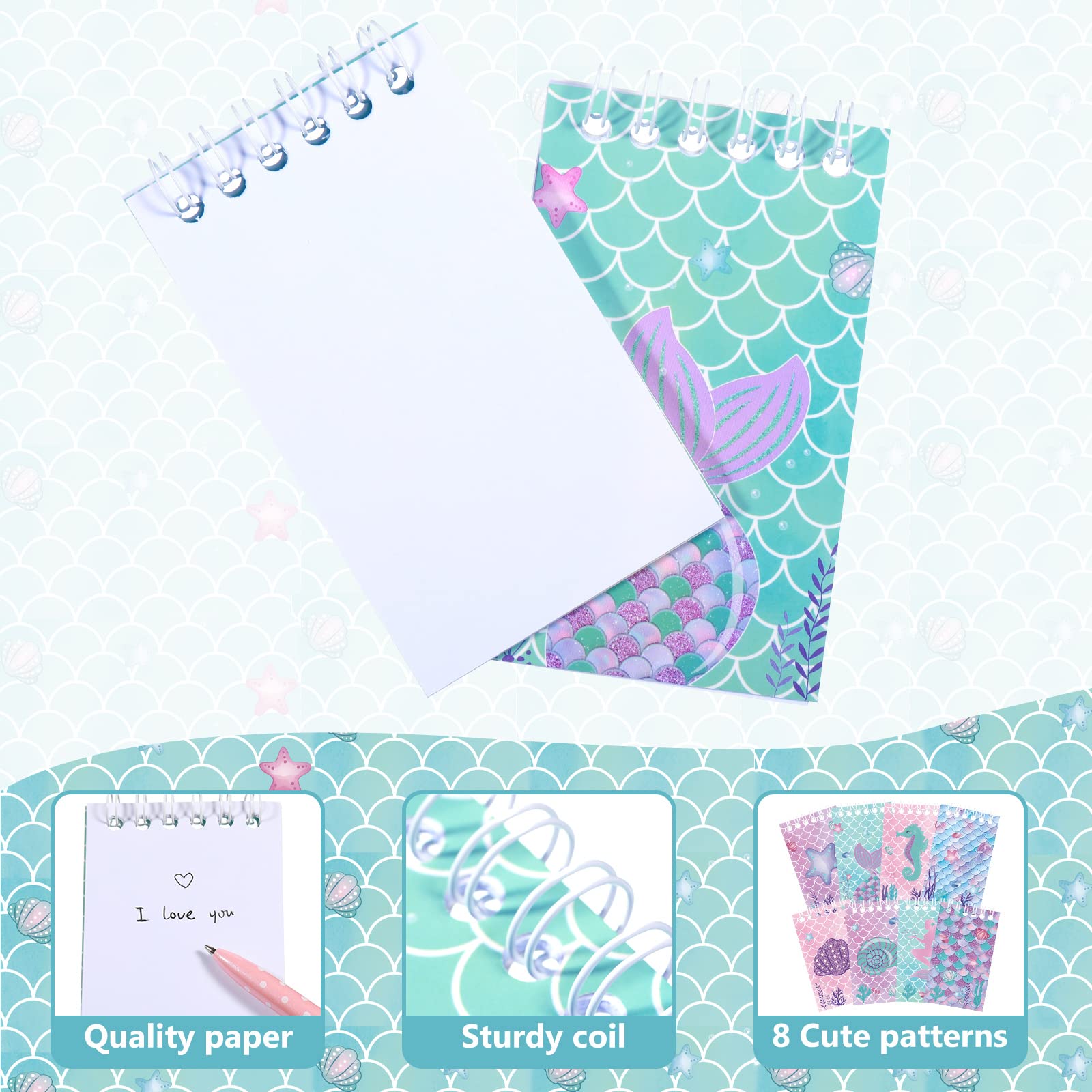 Mua 24 Pcs Mini Mermaid Notebooks Mermaid Party Favors Mini Spiral ...