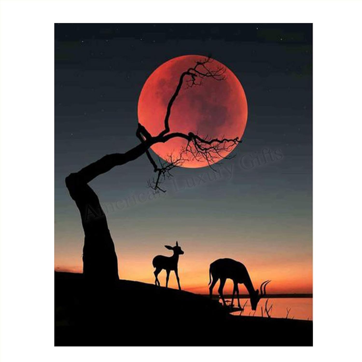 Amazon.com: Orange Moon Sunset- 8 x 10"- Print Wall Art- Ready to Frame ...