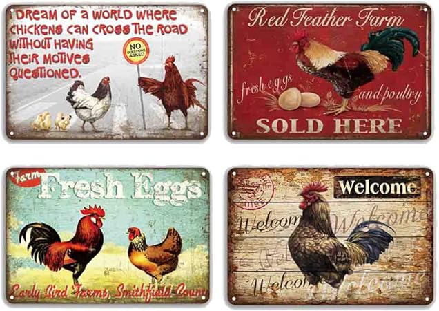 Amazon.com: FlowerBeads Farmhouse Sign Metal Chicken Signs Funny Wall ...