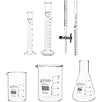 Eisco Labs - Glass Titration Set - 100mL & 250mL Beakers, 50mL & 100mL Graduated Cylinders ...