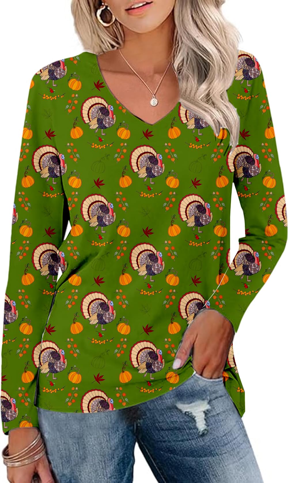 Happy Thanksgiving Shirts Women Turkeys Thankful Grateful Blessed Tops ...