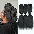 Amazon.com : Kinky straight Bundles Crochet Vixen Hair 18inch 3 Pack Natural Black Hair Soft ...