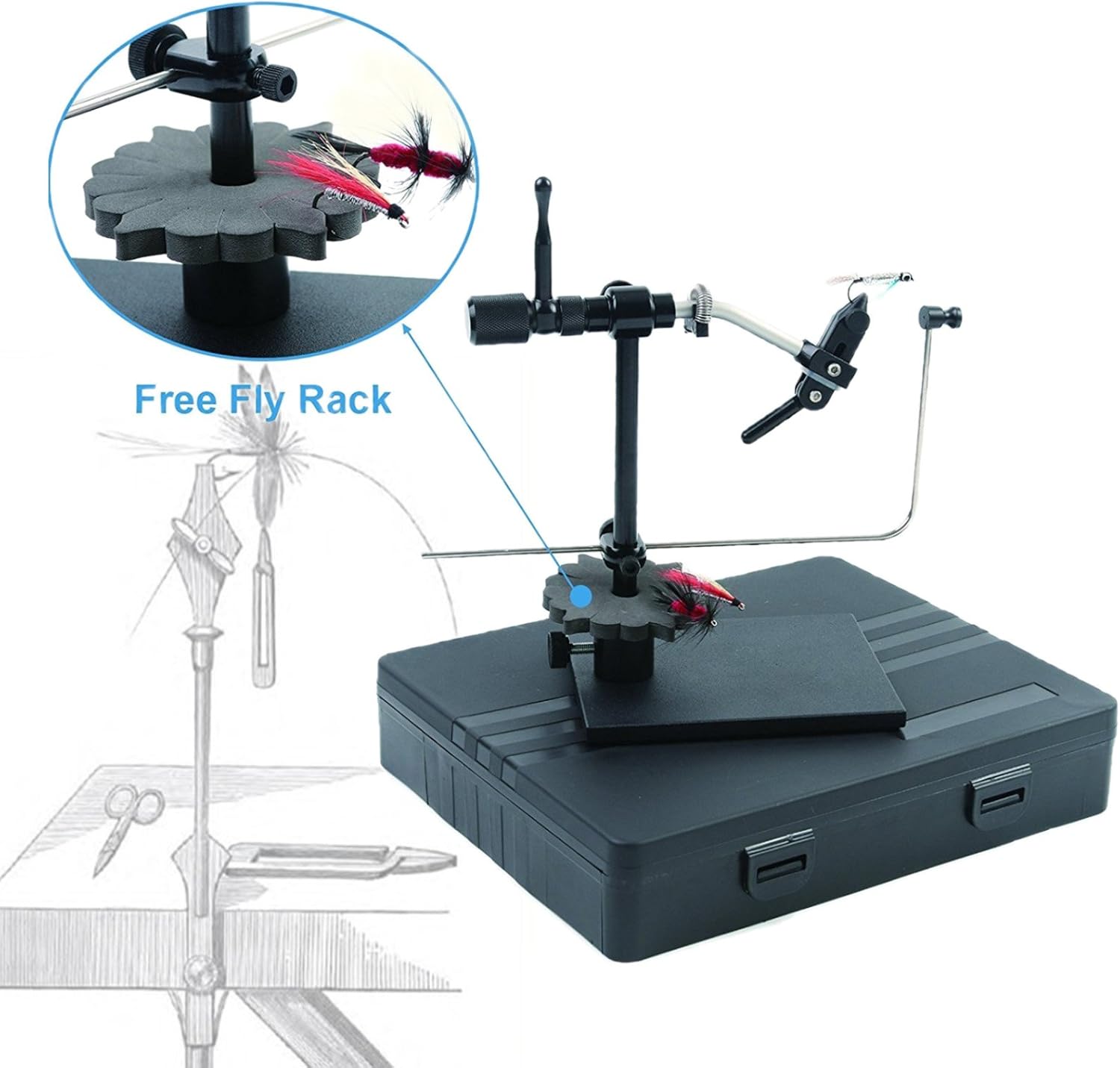 Maxcatch Rotary Fly Tying Vise Alloy Travel Vise with Base,Fishing Tool ...