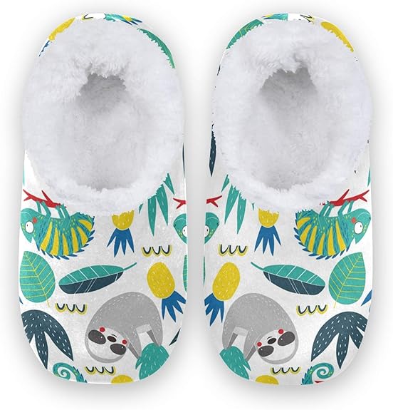 linomo Cute Sloth Lizard Leaves Slippers for Women, Womens House ...