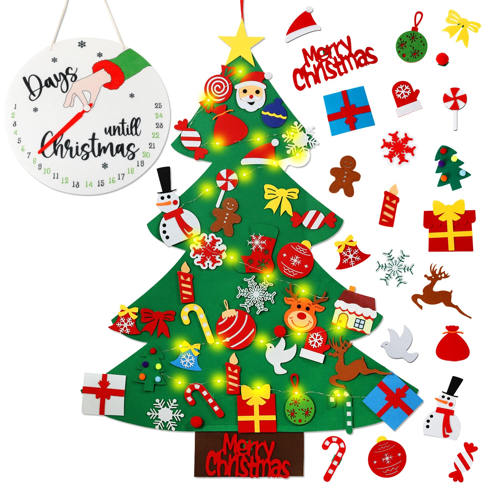 Advent Calendar 2025, Felt Christmas Tree for Kids Advent Calendar ...