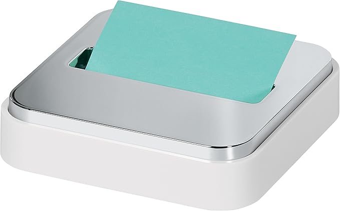 Post-it Notes Dispenser for 3" x 3" Pop-up Sticky Notes, White & Silver ...