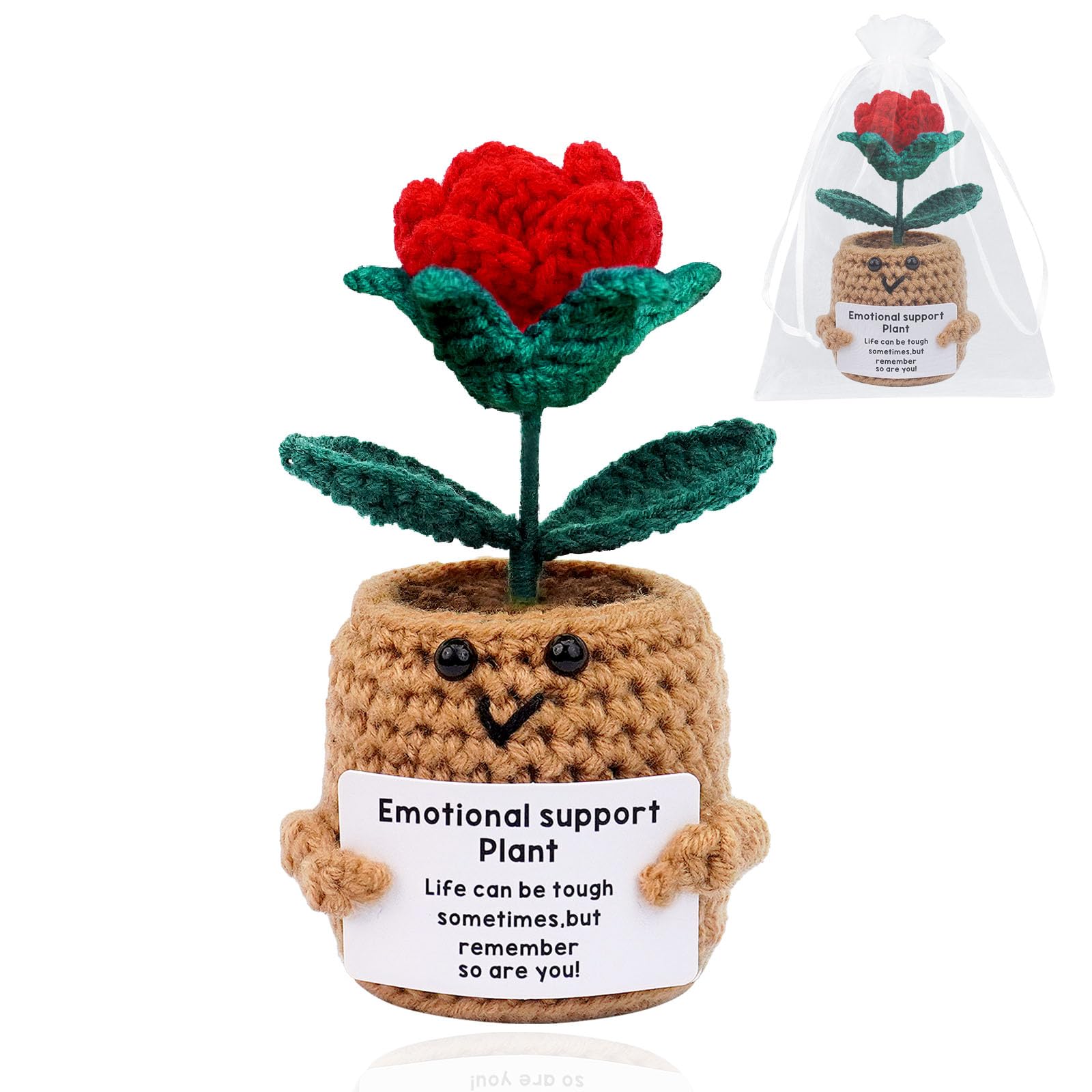YUXIYAN Positive Roses Crochet Flowers Gifts,Emotional Support Crochet ...