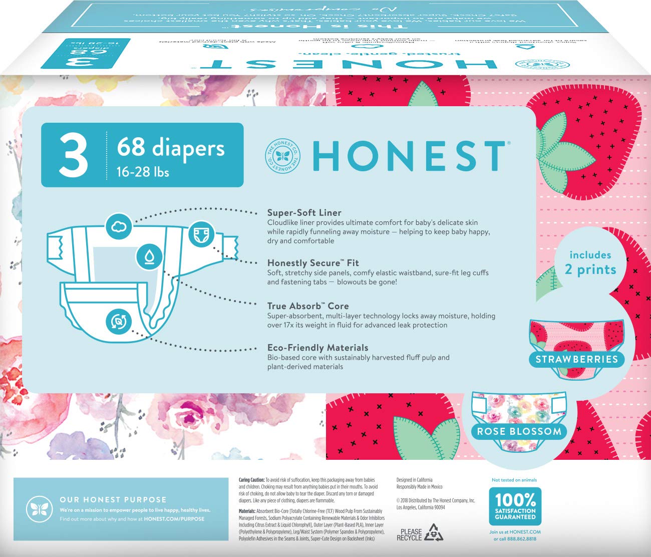 The Honest Company Club Box Diapers with TrueAbsorb Technology, Rose ...