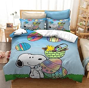 Snoopy Bedding Set 1 Microfiber Duvet Cover and 2 Pillow Case Duvet ...