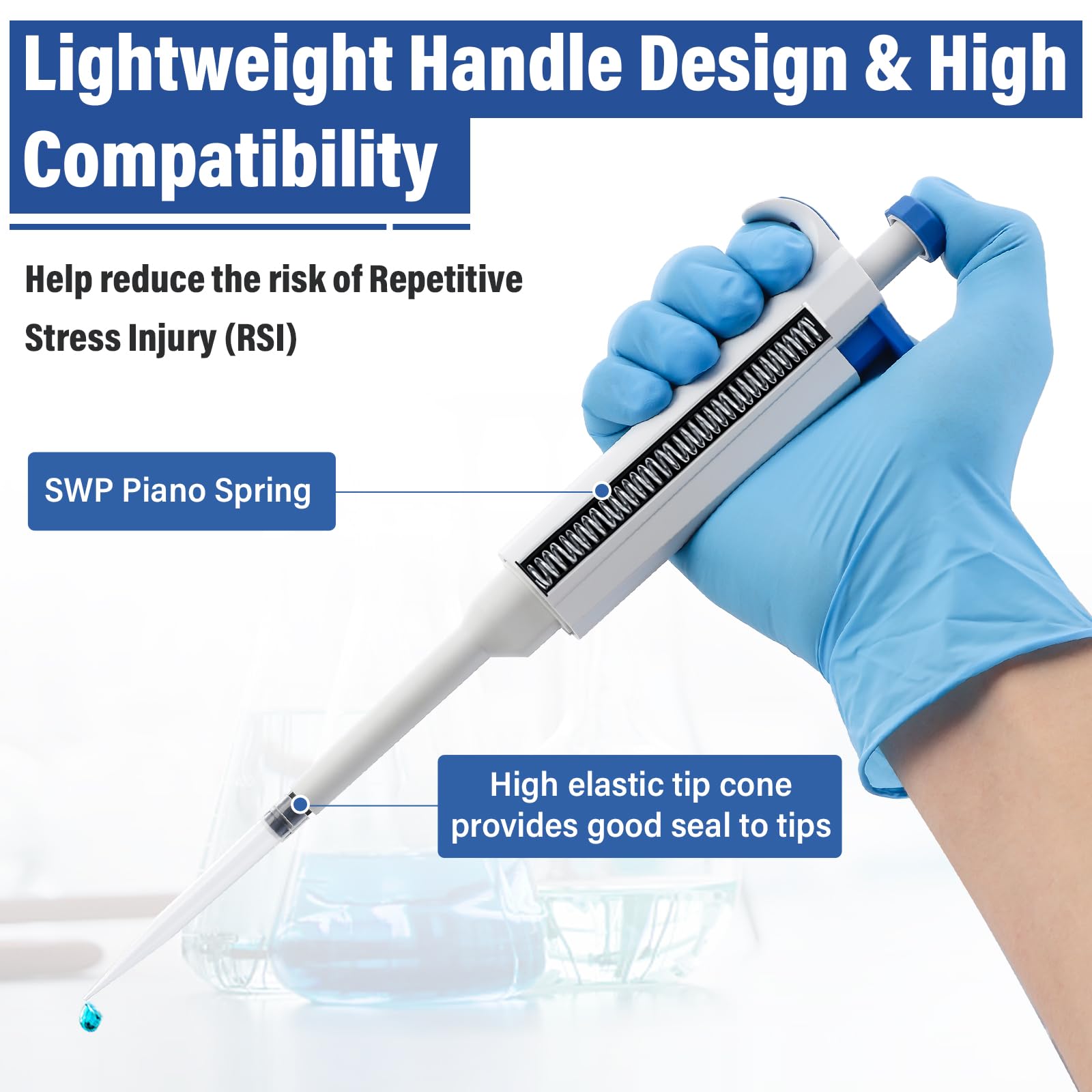 1000uL Micropipette, 1mL Lab Single Channel Micro Pipettes, 100-1000uL ...