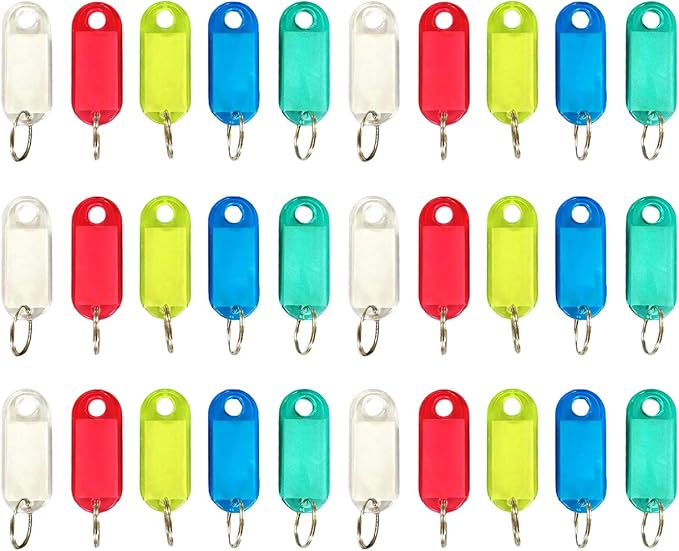 Amazon.com: MOTZU - 50 llaveros de plástico rígido con anillo ...