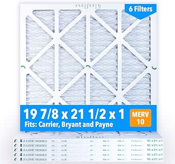 Amazon.com: Glasfloss 19-7/8 x 21-1/2 x 1 Air Filters (Case of 6), MERV ...
