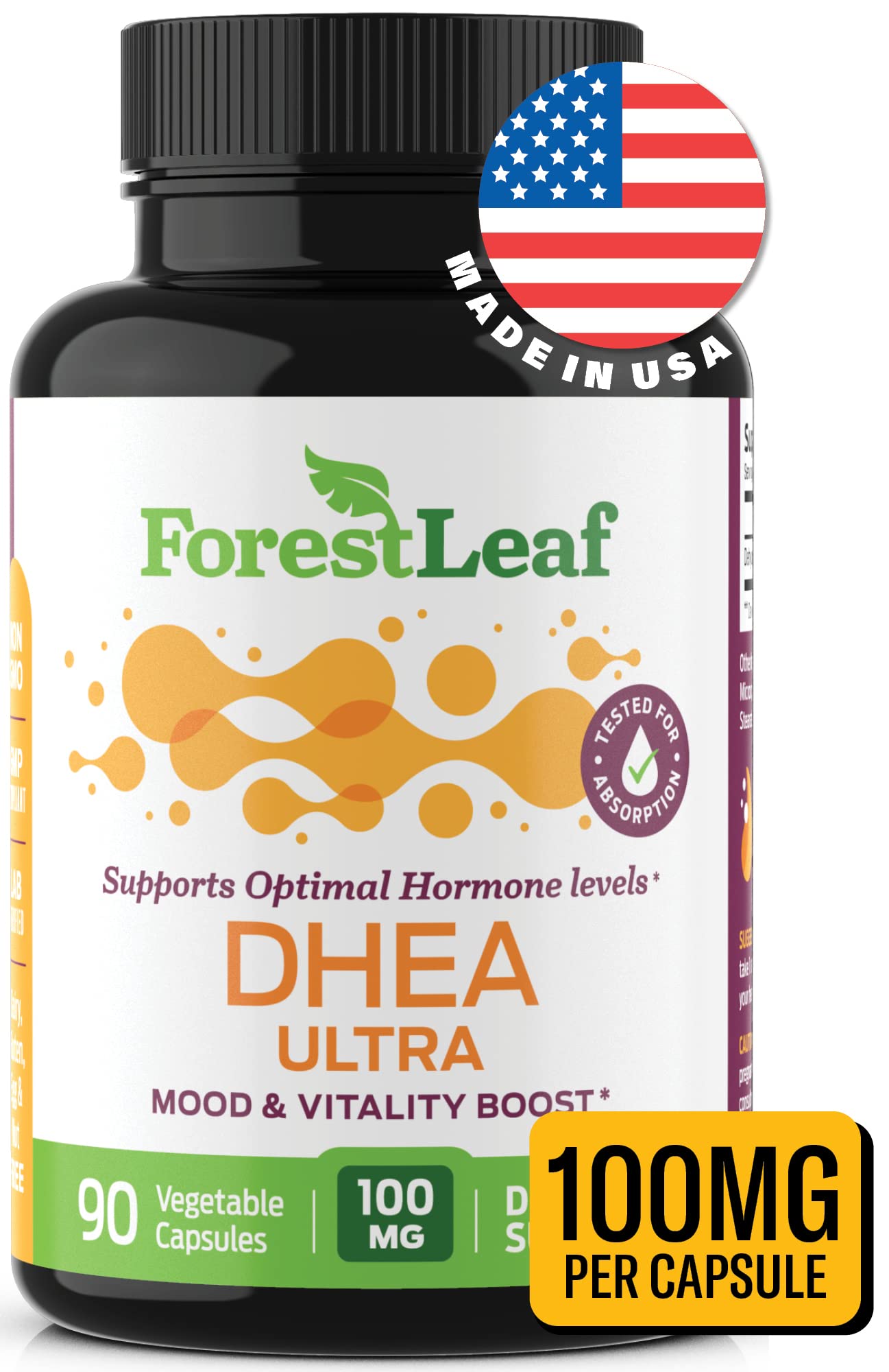 Forest Leaf - DHEA 100mg Daily Hormone Supplement for Women & Men ...