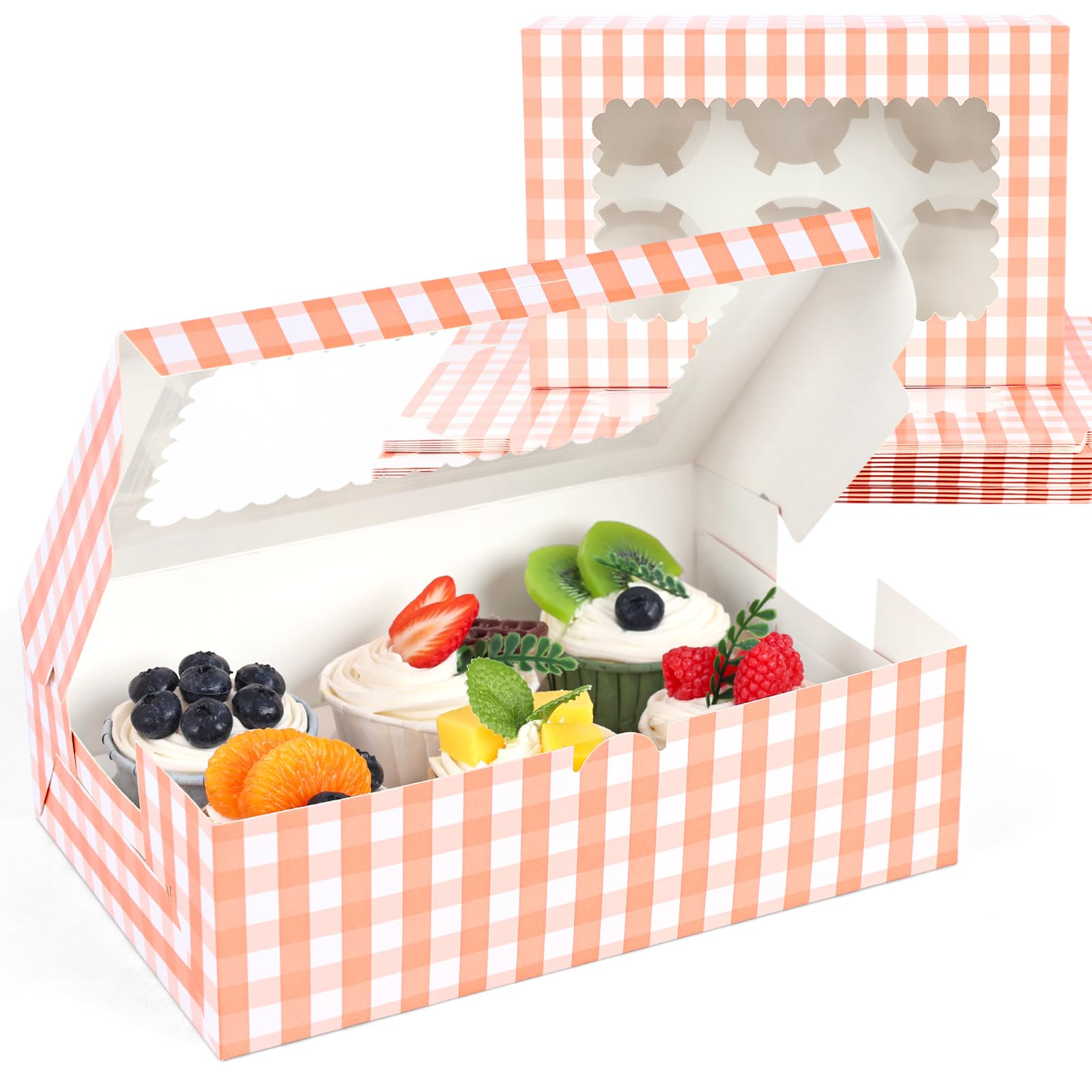 VGOODALL 6 Count Cupcake Boxes, 6 Sets Bakery Boxes Cupcake Containers ...