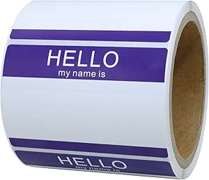 Amazon.com : Hybsk Hello My Name is Purple Name Tag Identification ...
