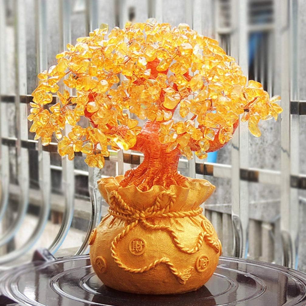 VOSAREA Citrine Tree Feng Shui Statue Bonsai Feng Shui Tree Crystal ...