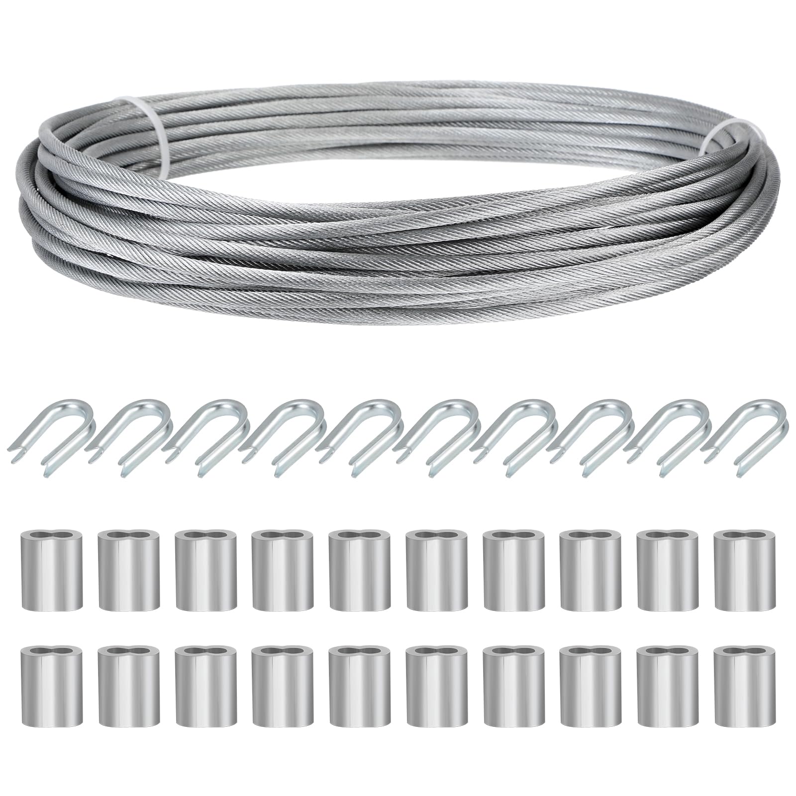 BEAMNOVA Stainless Steel Wire Rope Braided Cable Kit Metal Galvanized ...