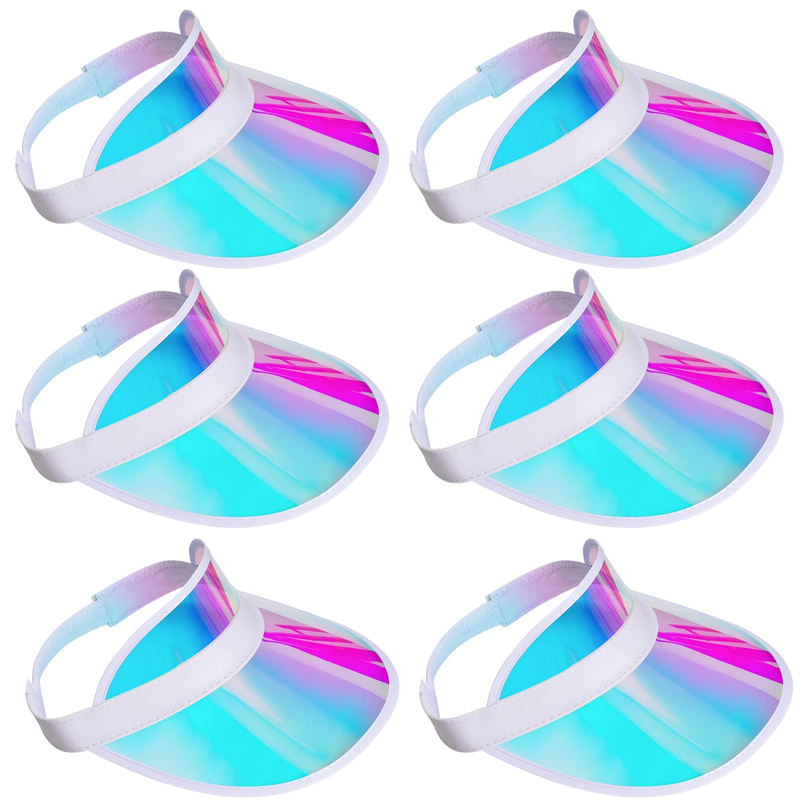 Jmkcoz 6 Pack Sun Visor Hats Cap Clear Sunhat Outdoor Sports Beach ...
