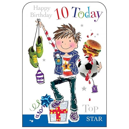 Boy Age 10 Footballer Birthday Card Amazon co uk Office Products