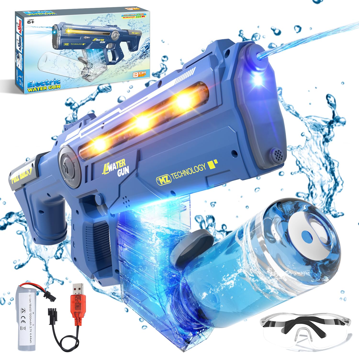 EagleStone Electric Water Gun for Kids Adults with LED Lights, Super ...