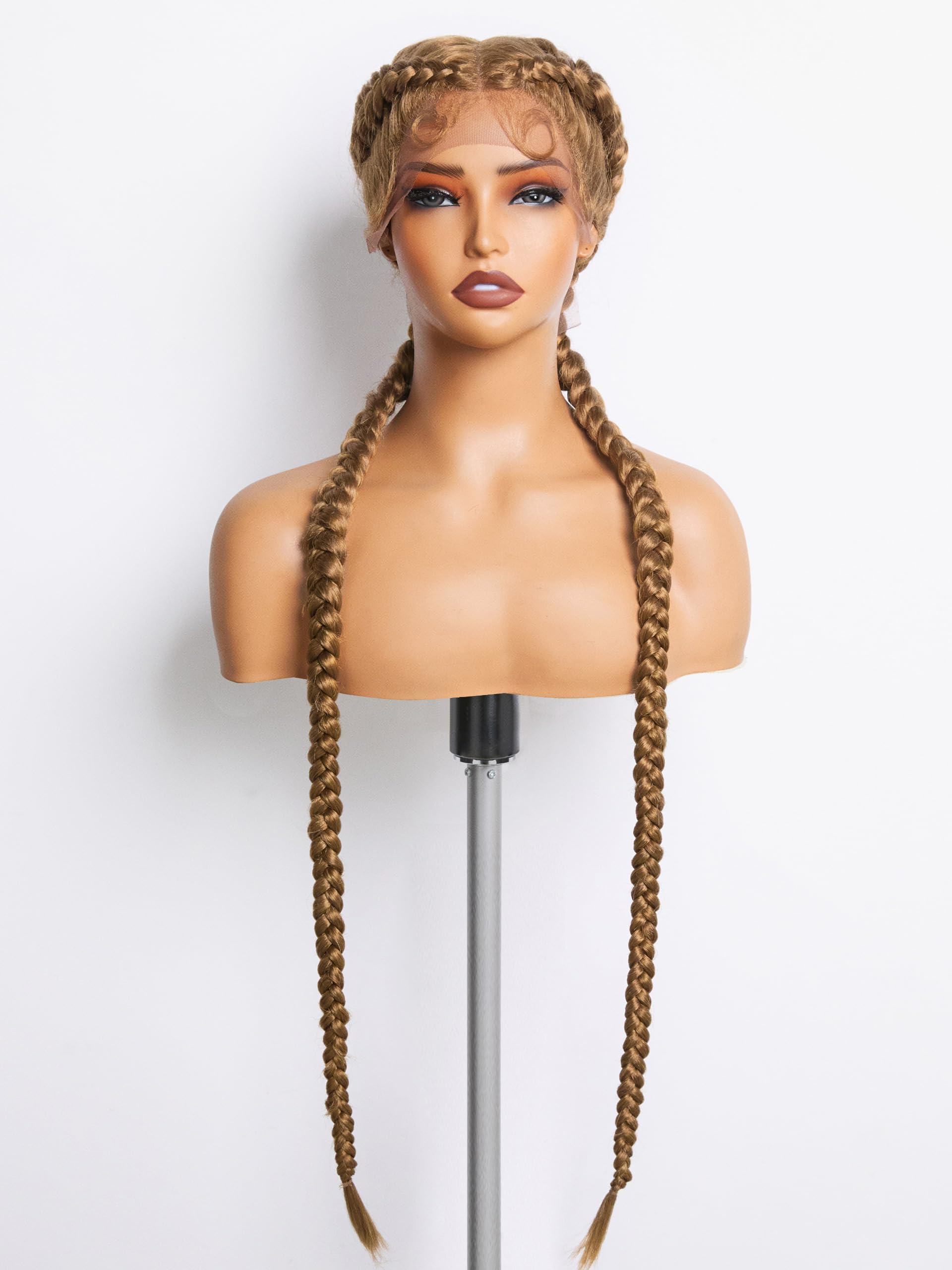 GORGIUS French Braided Wig Brown Knotless Braided Lace Front Wig with ...